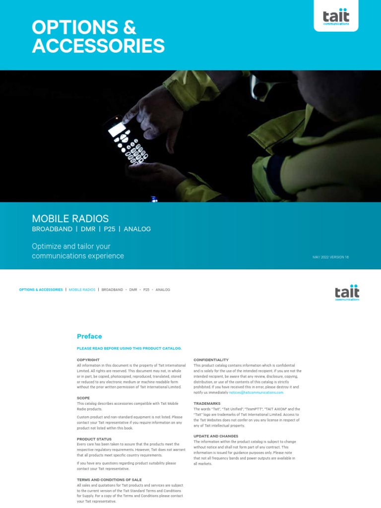 Tait Mobile Radio Accessories Catalog | PDF