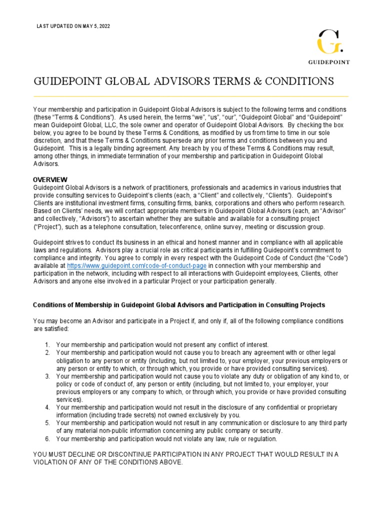 Guidepoint Global Terms and Conditions | PDF