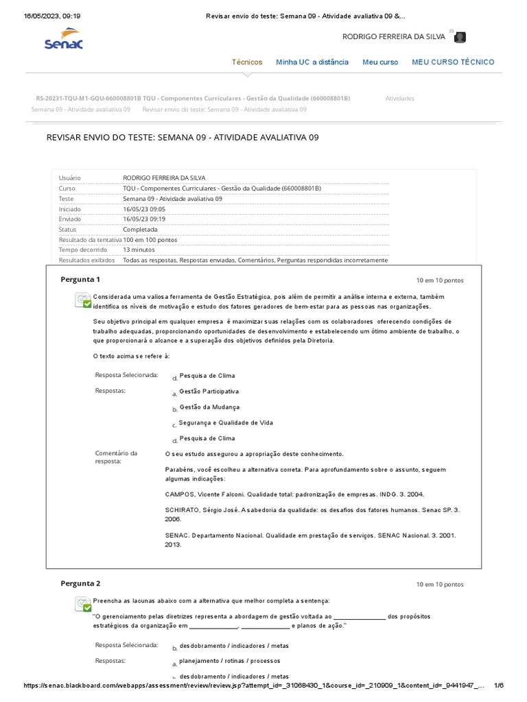 Semana 09 - Atividade Avaliativa 09 Gestao Da Dministracao | PDF