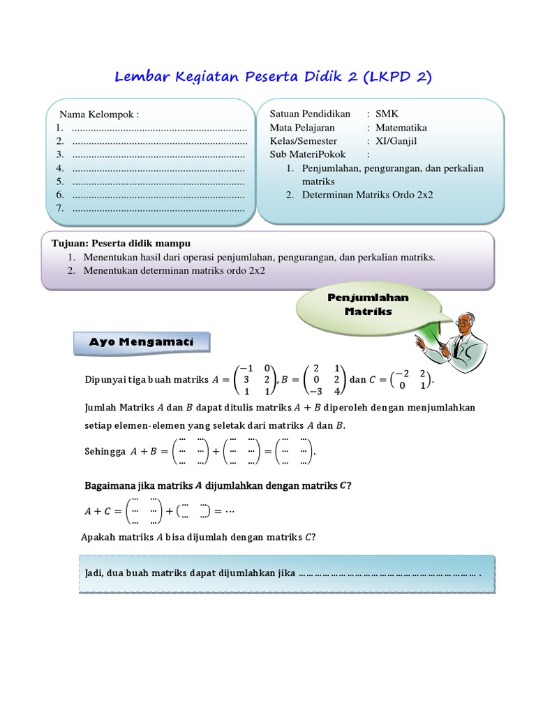 LKPD Matriks Pertemuan 2 | PDF