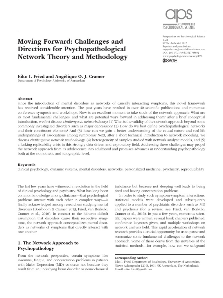 Moving Forward - Challenges and Directions For Psychopathological ...