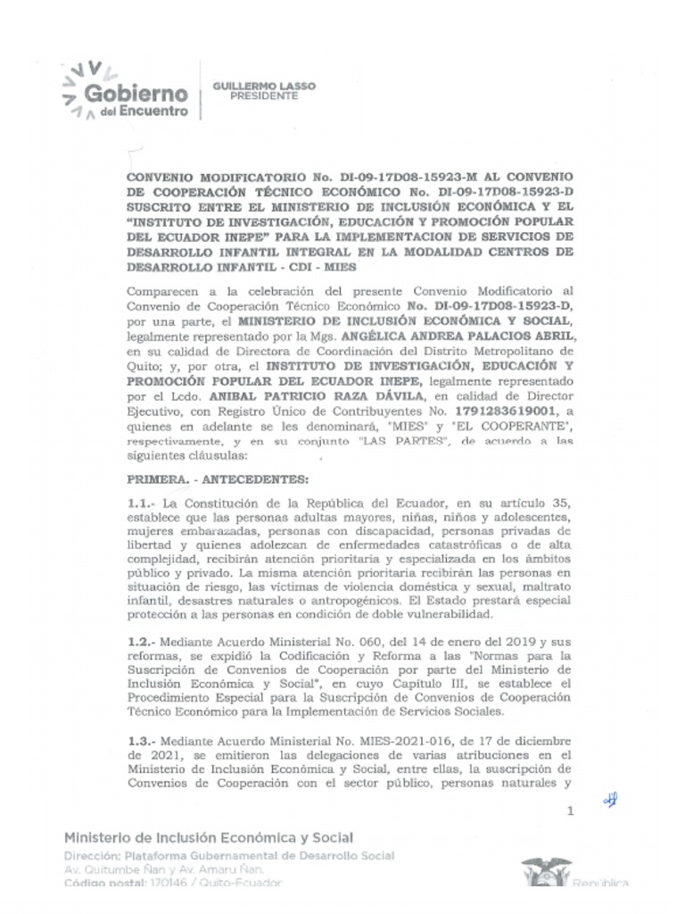 Convenio Modificatorio | PDF