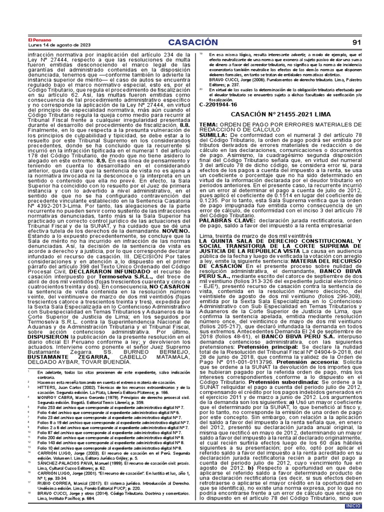 Casación #21455-2021 LIMA | PDF | Impuesto sobre la renta | Impuestos Casación #21455-2021 LIMA | PDF | Impuesto sobre la renta | Impuestos