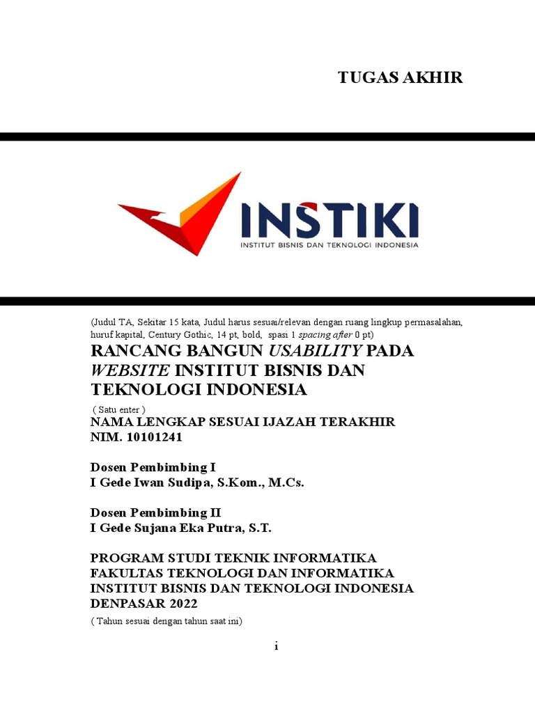 Tugas Akhir Instiki 2022 | PDF
