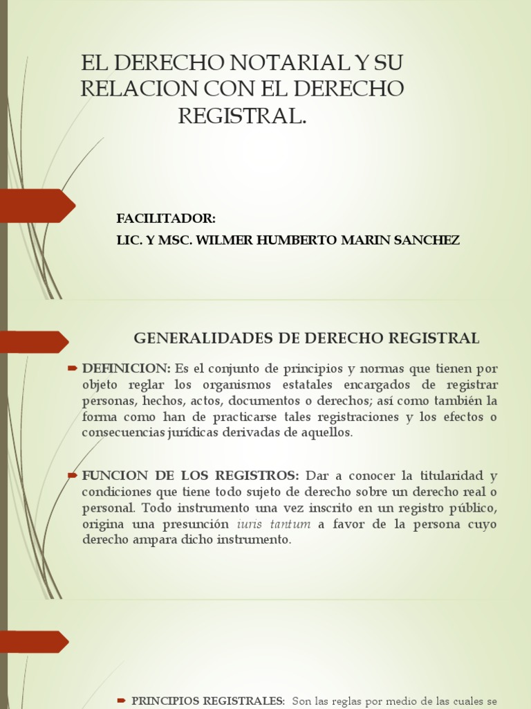 Derecho Notarial y Su Relacion Con Derecho Registral | Descargar gratis PDF | Propiedad | Justicia