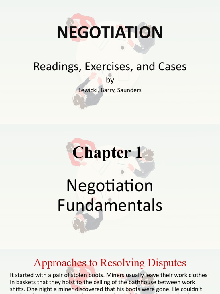 NEGOTIATION - Chapter 1 - Negotiation Fundamentals - from Lewicki (1) | PDF