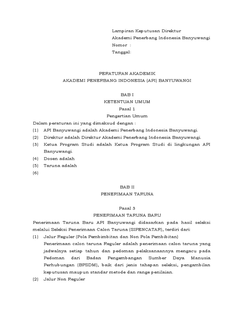 PERATURAN AKADEMIK API BANYUWANGI - Rev2 7DES YL | PDF