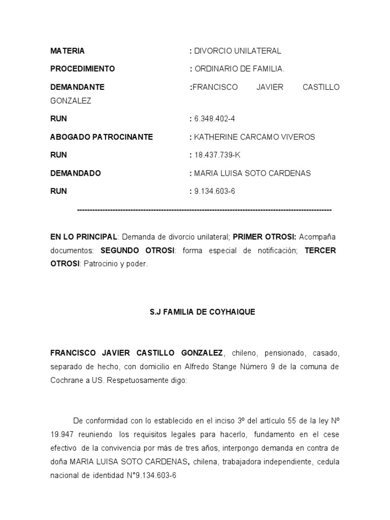 Divorcio Unilateral | PDF | Divorcio | Matrimonio
