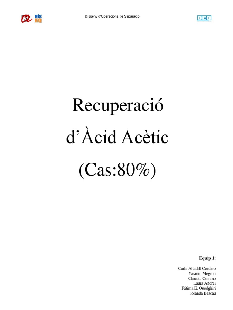 Recuperació Dàcid Acètic - Grup1 - 80% | PDF