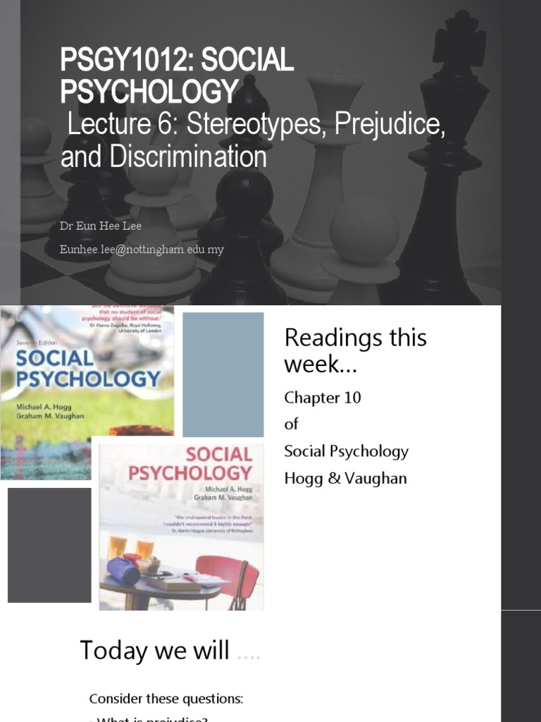 Lecture 6 - Stereotypes Prejudice and Discrimination | PDF | Stereotypes | Prejudices
