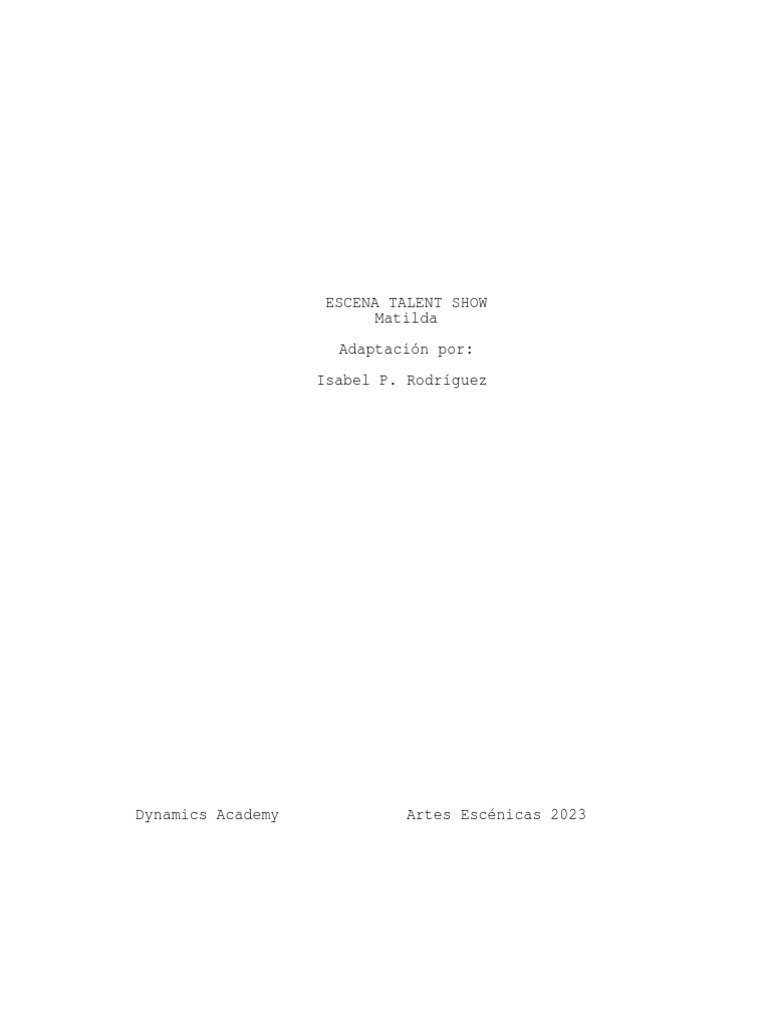 ESCENA TALENT SHOW-Matilda | PDF