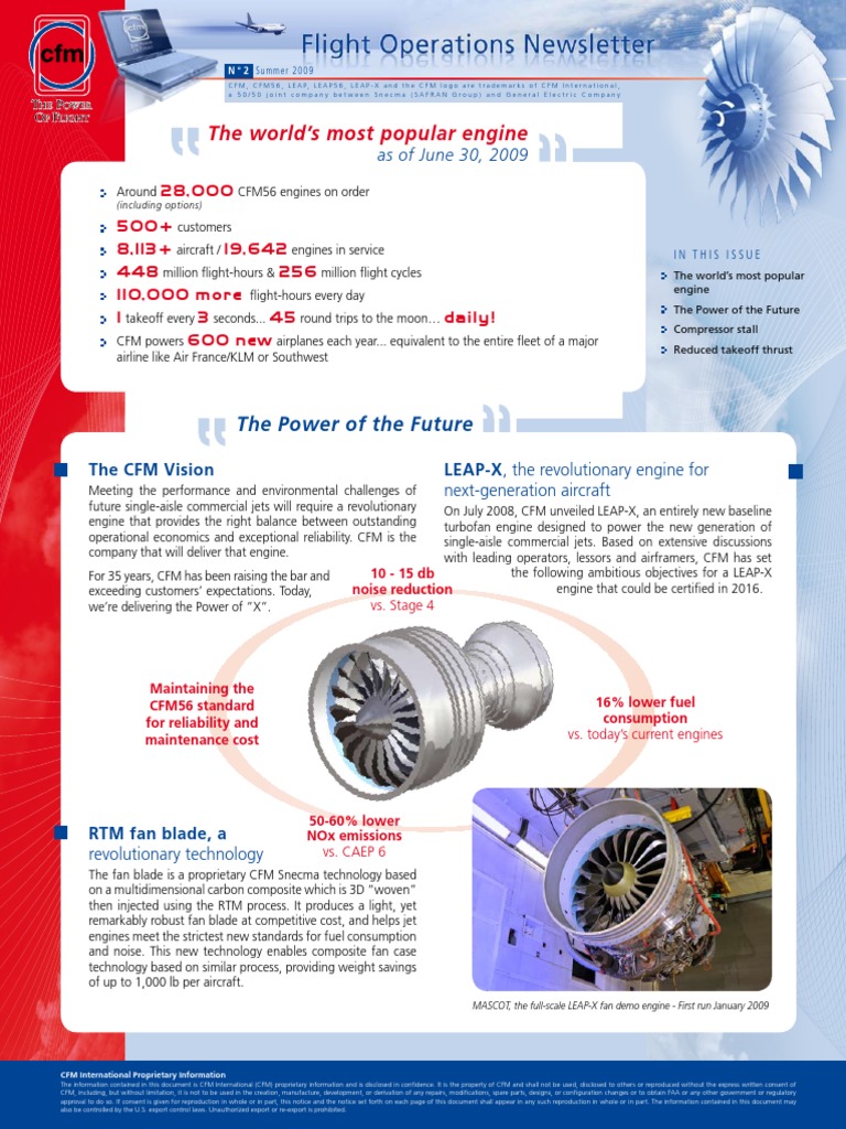 CFM Flight Ops Newsletter Summer2009 | PDF | Gas Technologies | Engines