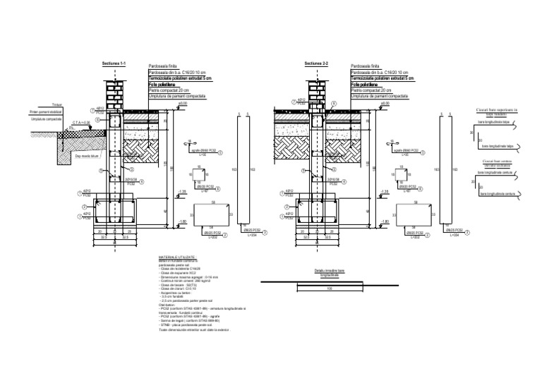 Sectiuni Si Detalii Armare Fundatii Continui | PDF