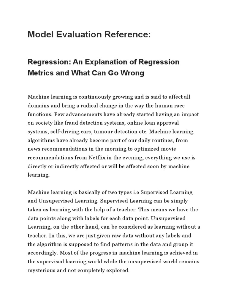 Metrices of The Model | PDF | Mean Squared Error | Machine Learning