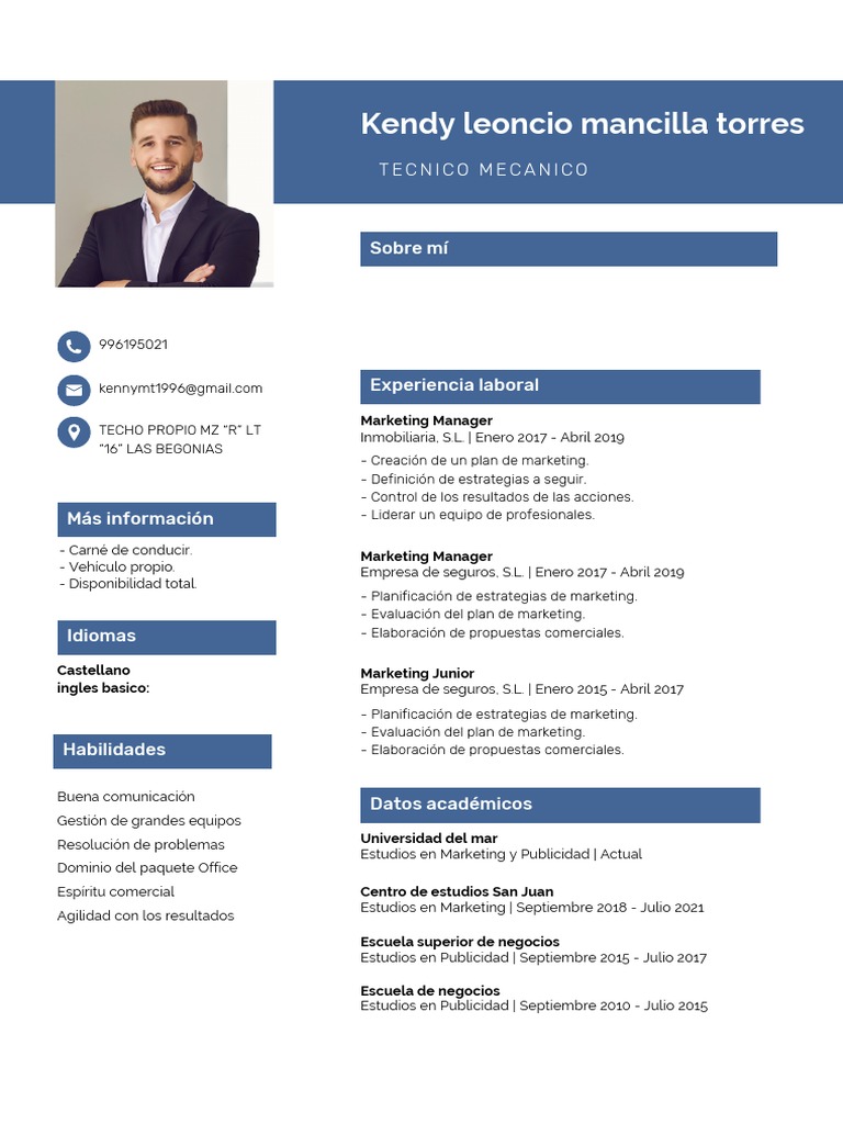 Currículum Corporativo Minimalista Azul Marino | PDF | Marketing | Business