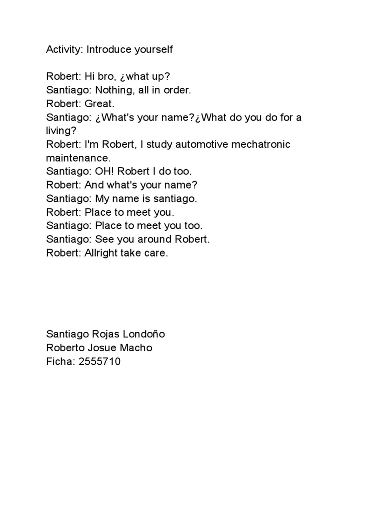 Activity - Introduce Yourself | PDF