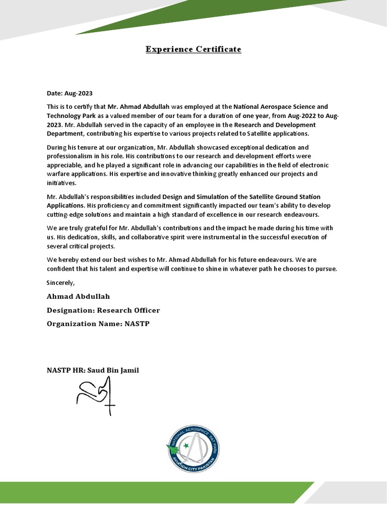 Experience Letter For Manager | PDF | Technology & Engineering