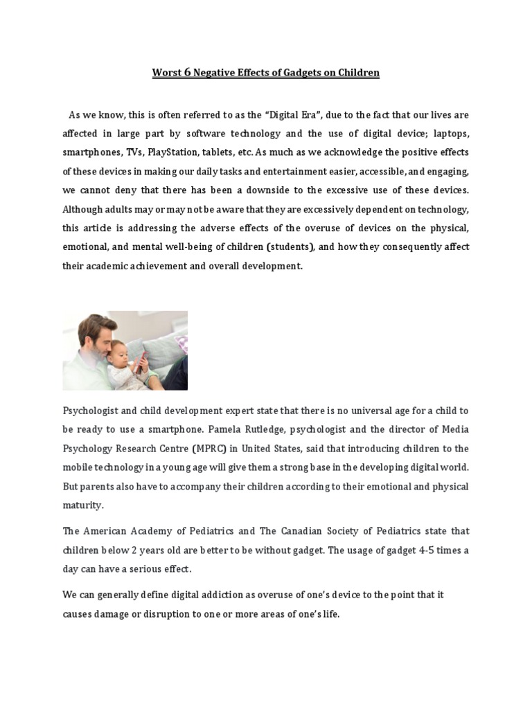 Worst 6 Negative Effects of Gadgets On Children | PDF | Sleep | Psychology