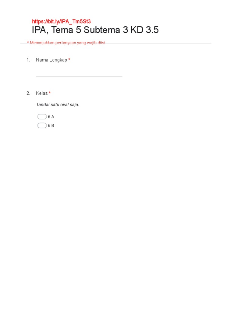 IPA, Tema 5 Subtema 3 KD 3.5 - Google Formulir | PDF