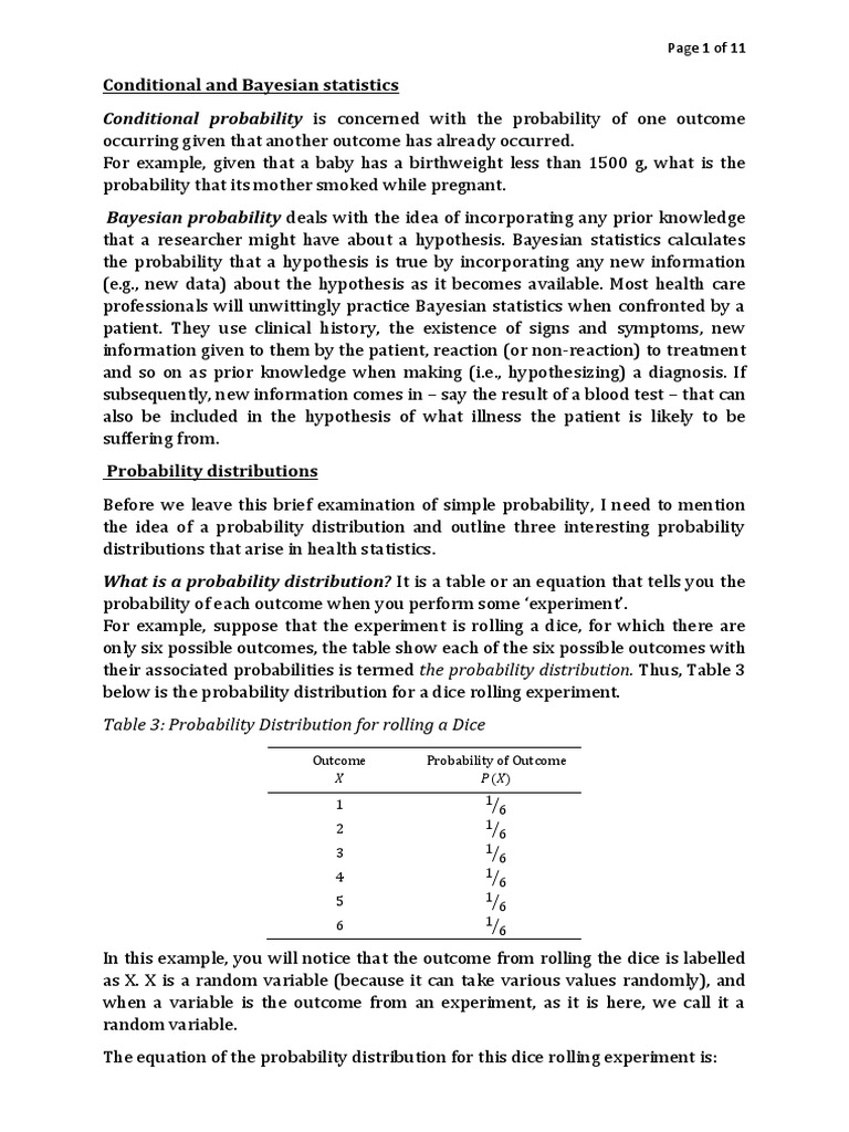 Health Statistics Lecture Note | PDF | Probability Distribution | Random Variable