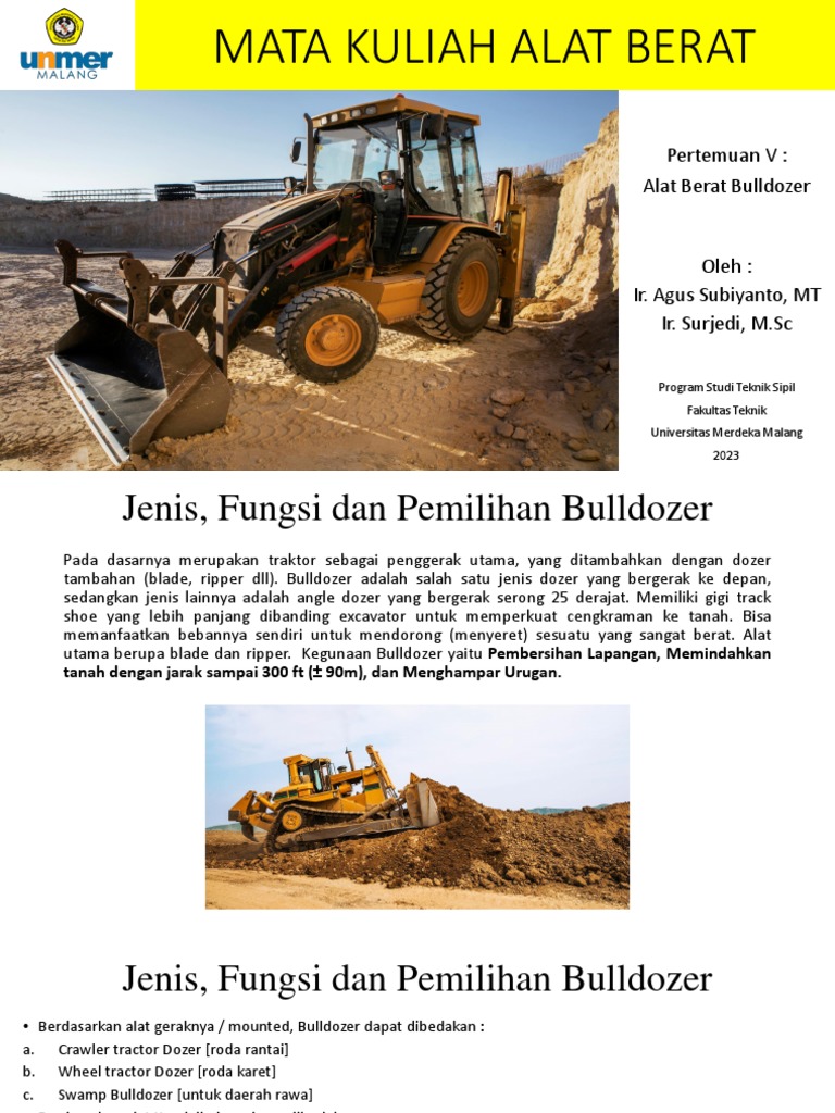 Jenis dan Fungsi Bulldozer dalam Konstruksi | PDF