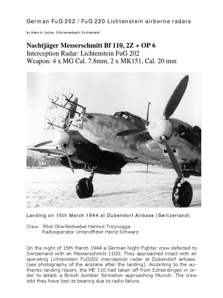 Nachtjäger Messerschmitt BF 110, 2Z + OP 6 | PDF | Detector (Radio ...