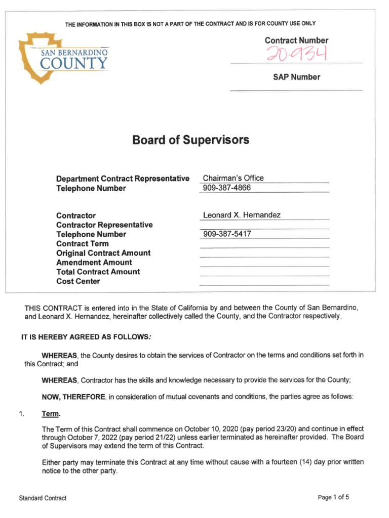 Leonard X. Hernandez Employment Contract | PDF