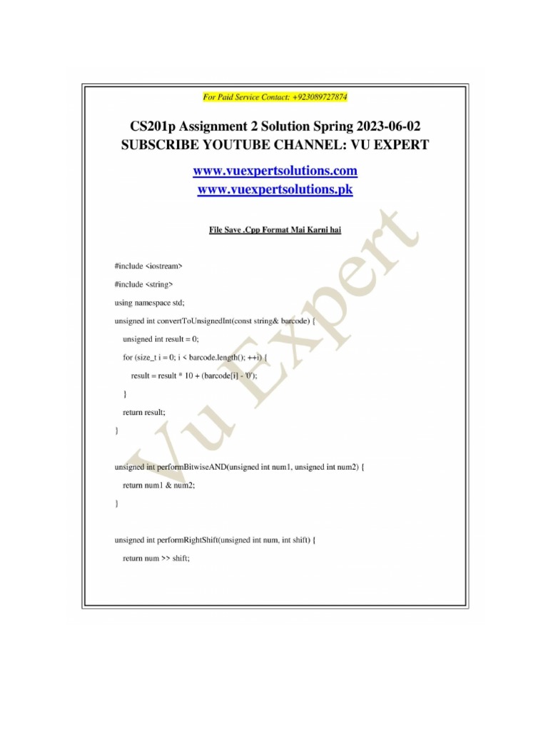 Cs201p Assign 2 sol spring 2023 vu expert | PDF