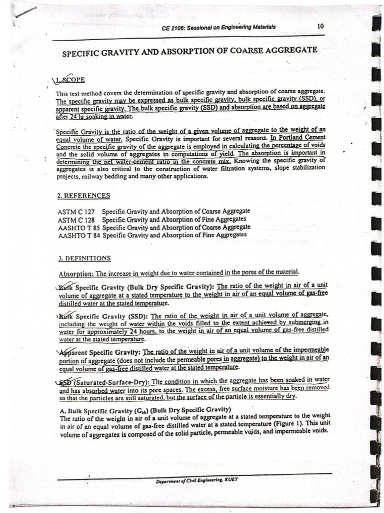 Exp 02 Specific Gravity And Absorption Of Coarse Aggregate Pdf
