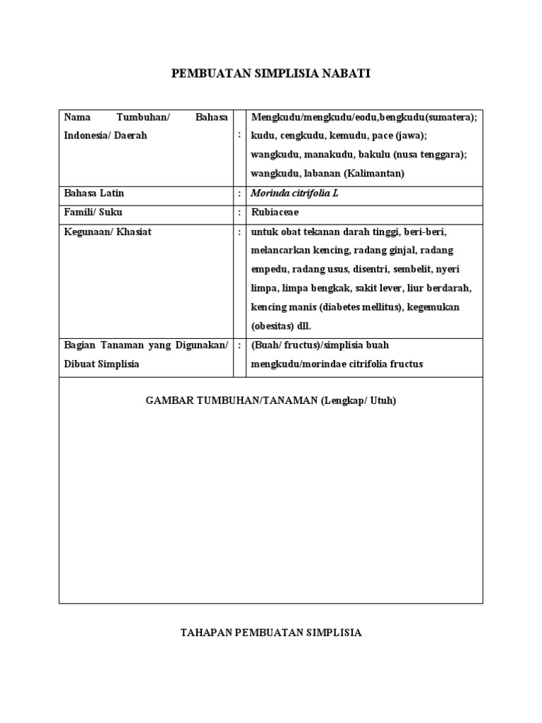 Pembuatan Simplisia Nabati Mengkudu | PDF | Griya & Taman | Sains ...