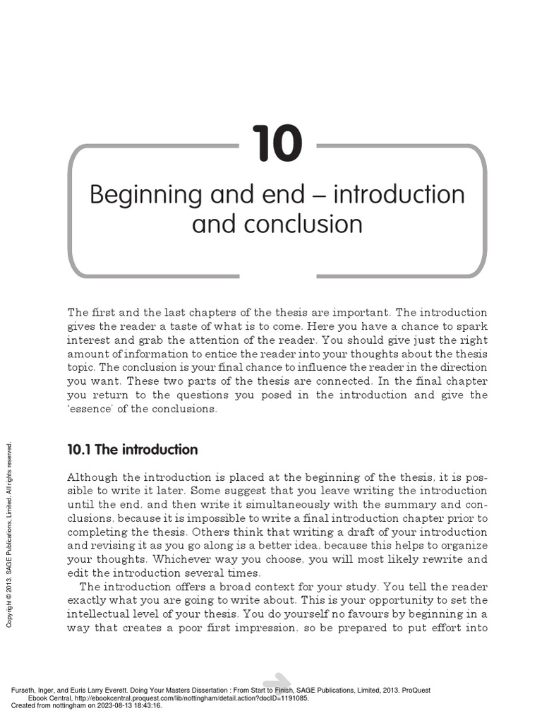 Doing Your Masters Dissertation From Start To Fini Chapter 10