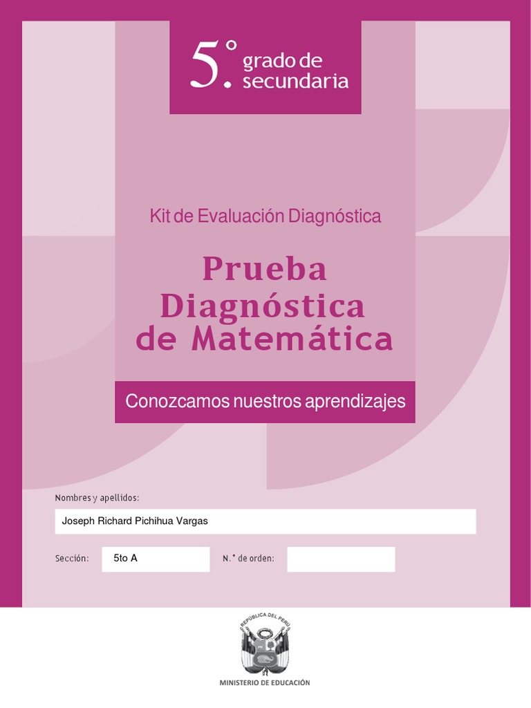 Prueba Diagnostica Matematica 5 | PDF | Tren | Probabilidad