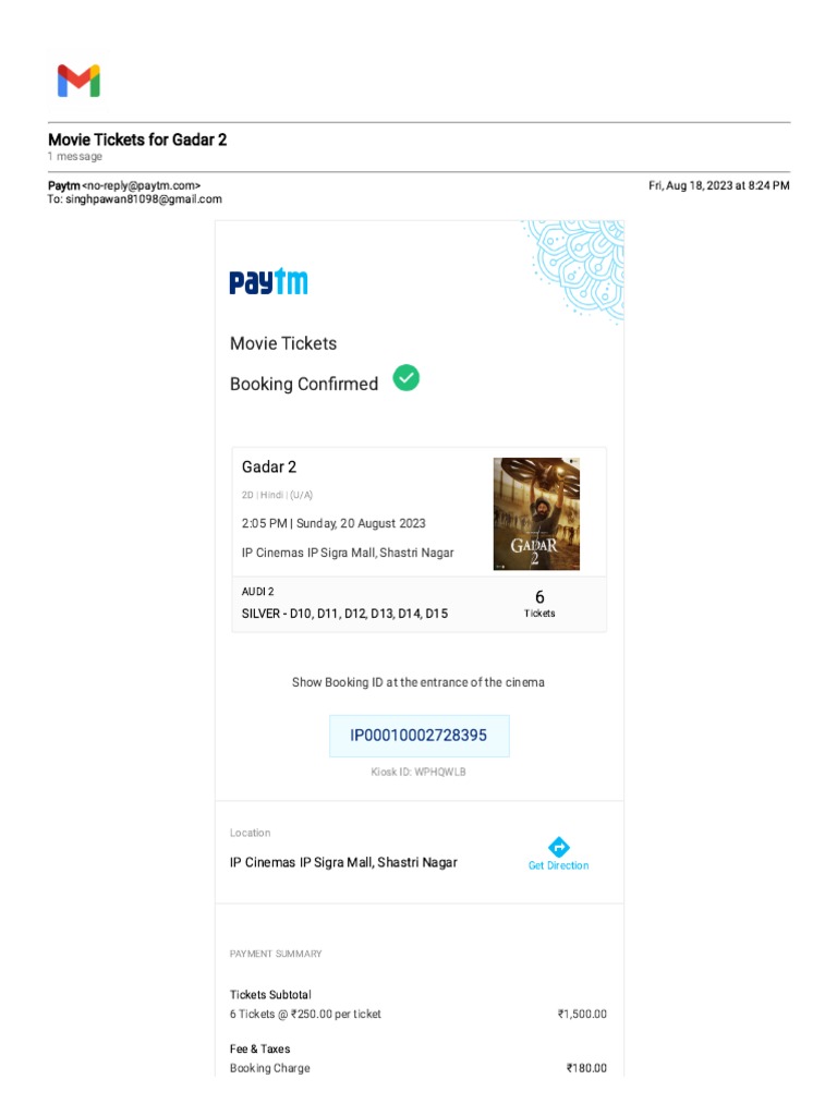 Movie Ticket Confirmation | PDF