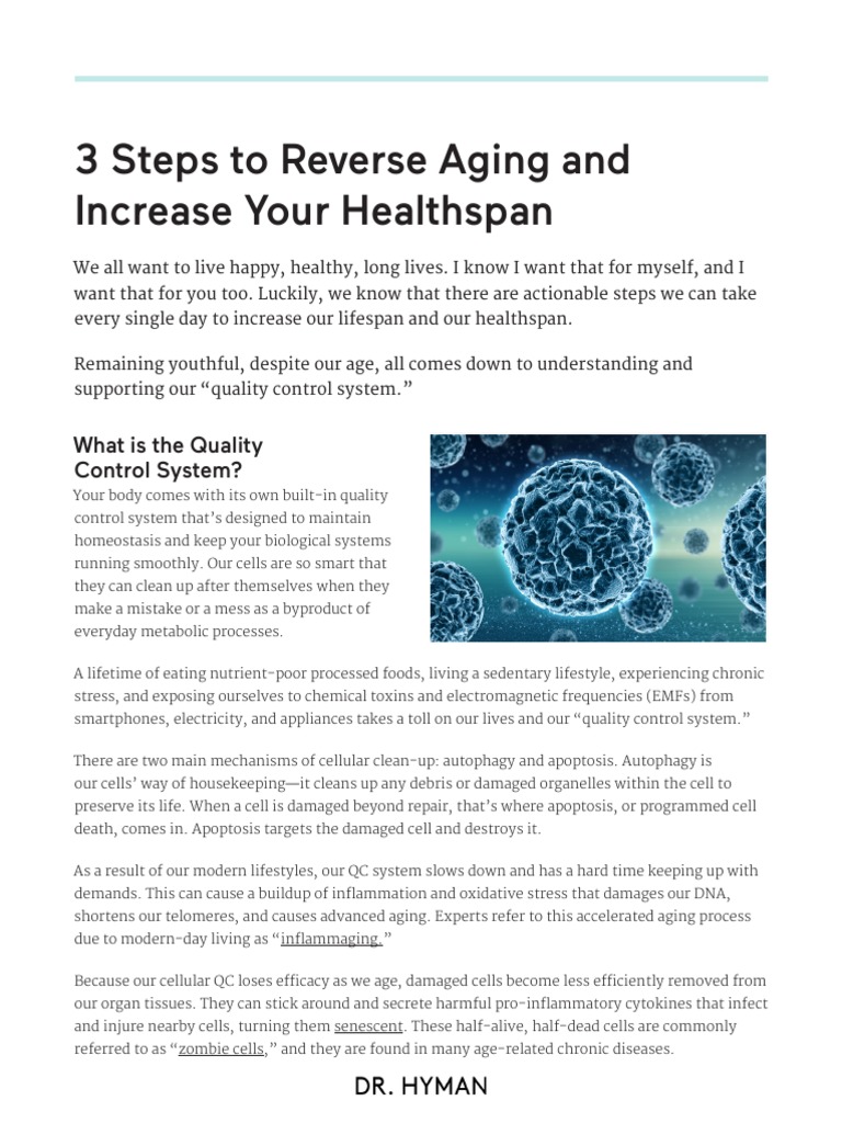 3 Steps To Reverse Aging 1 Pdf Senescence Inflammation