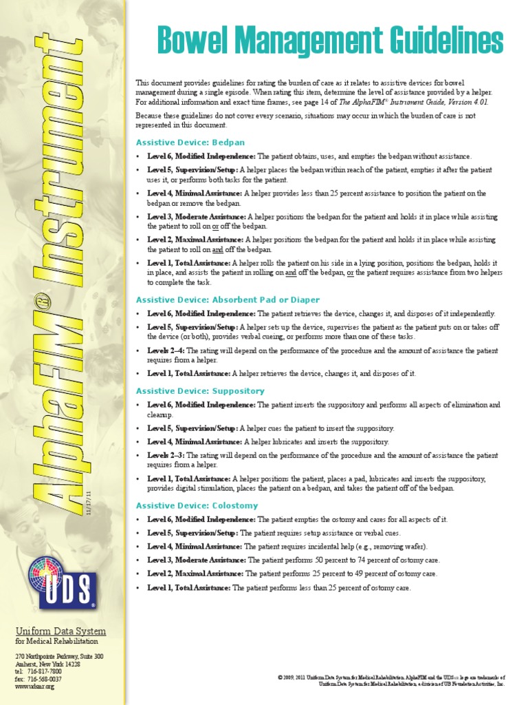 AlphaFIM Bowel Management Guidelines | Download Free PDF | Physical ...