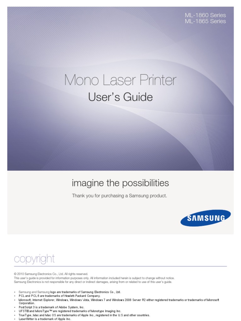 Samsung ML 1865 | PDF | Installation (Computer Programs) | Microsoft ...