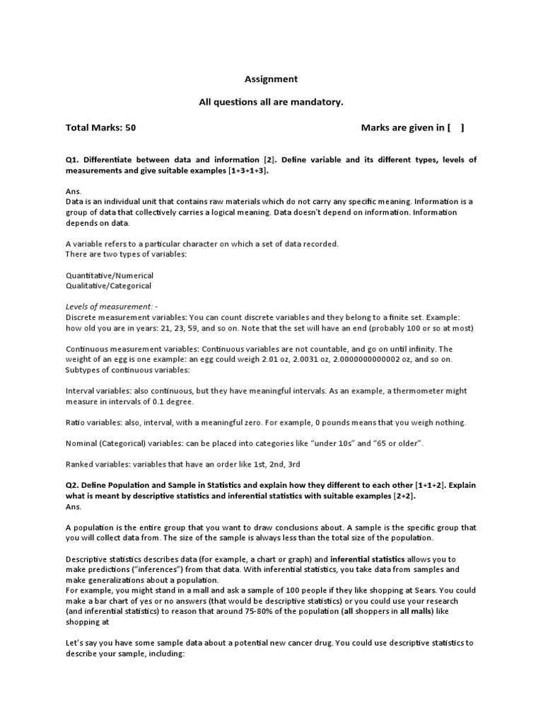 Assignment of Biostatistics | PDF | Normal Distribution | Statistics