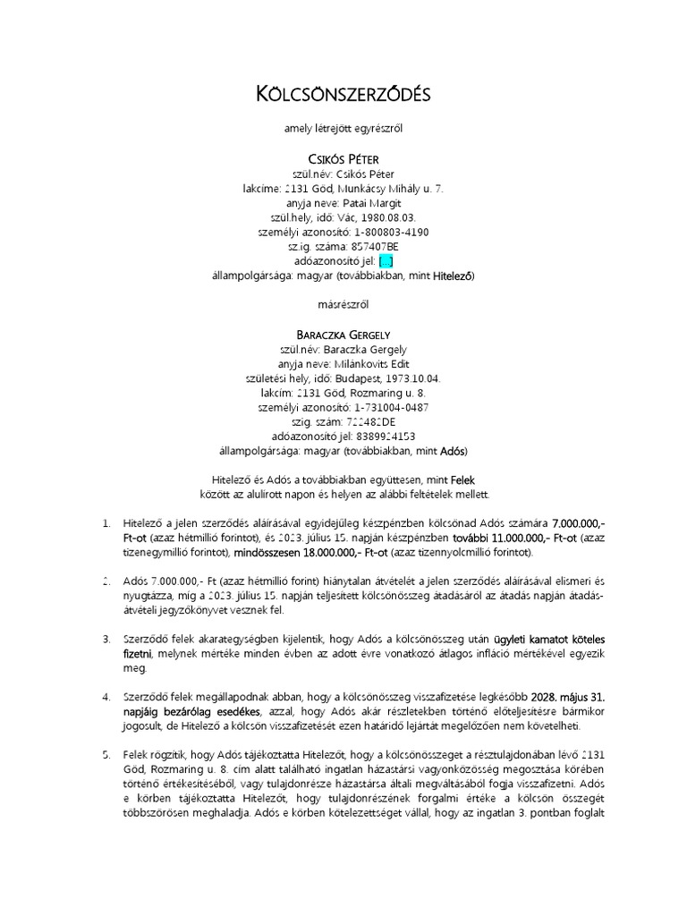 KOLCSONSZERZODES Csikos Baraczka 2023 05 16 | PDF