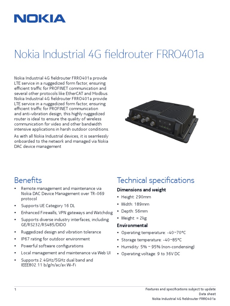 Nokia Industrial 4G Fieldrouter FRRO401a | PDF | 4 G | Lte ...