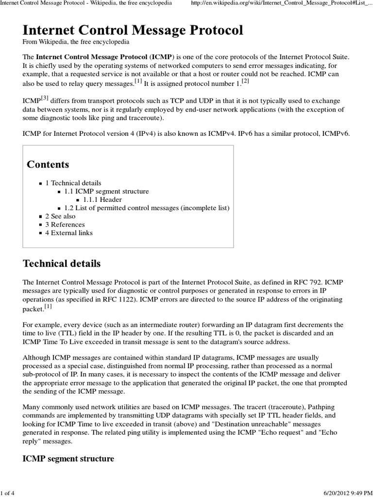 Internet Control Message Protocol - Wikipedia, The Free Encyclopedia ...