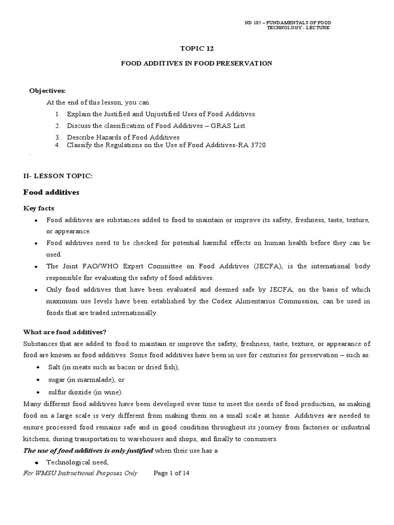 Activity 12 Food Additives | PDF | Sugar Substitute | Foods