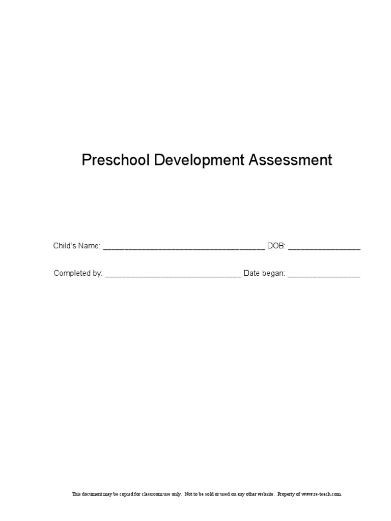Preschool Development Assessment Form | PDF