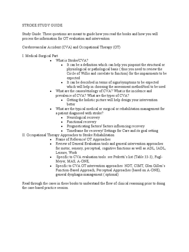 Stroke Study Guide | PDF