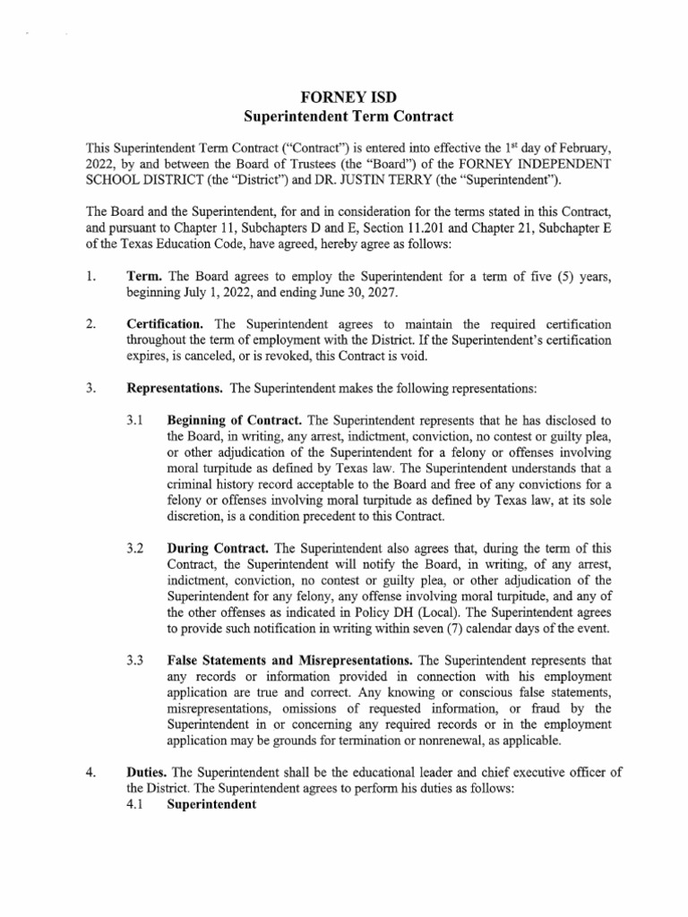 Forney ISD Contract | PDF
