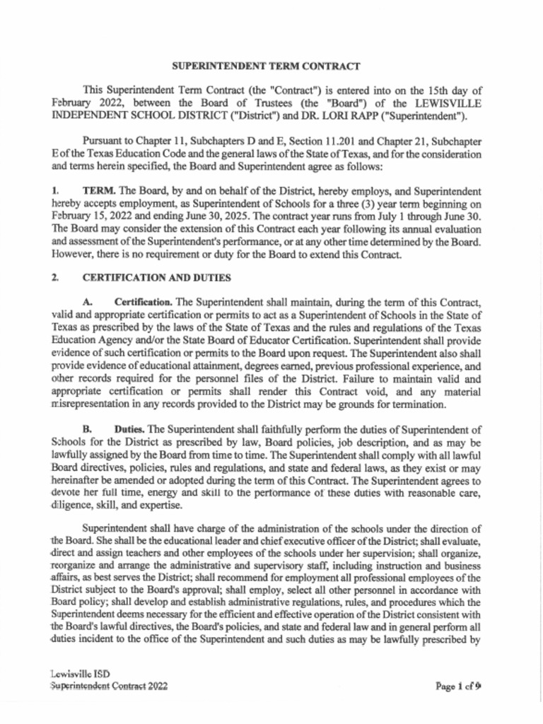 Lewisville ISD Contract | PDF