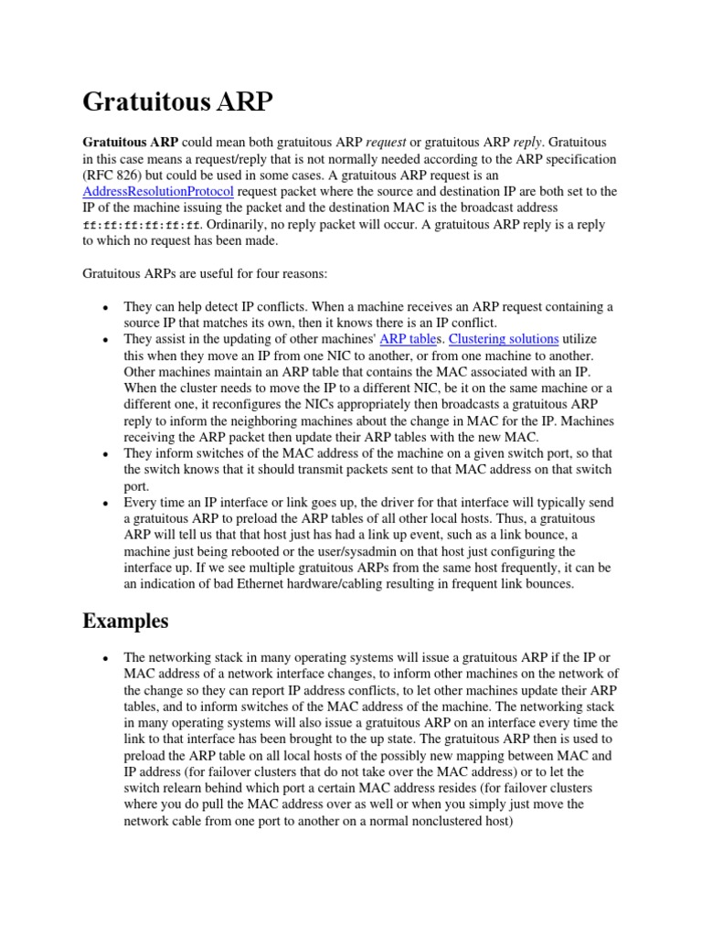 Gratuitous ARP | PDF