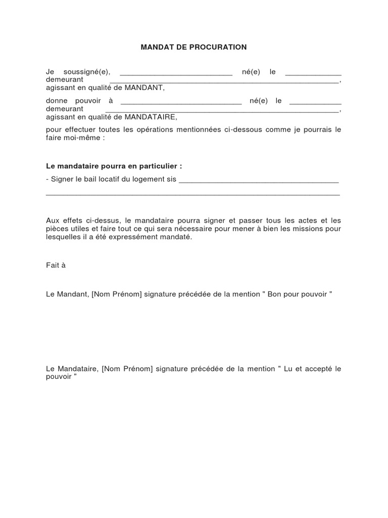 Mandat de Procuration | PDF