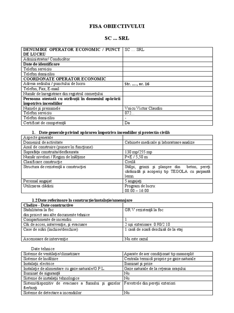 Fisa Obiectiv MODEL 5 | PDF