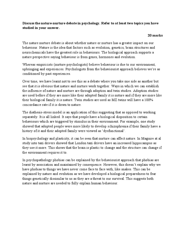 Psychology's Nature vs. Nurture Debate | PDF | Science & Mathematics