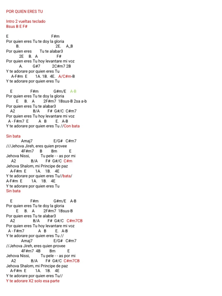 Letra de "Por Quien Eres Tú" | PDF